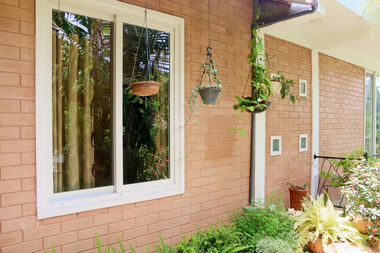 UPVC doors and windows fixed in a house made of Eco Bricks | EasyWindows.lk