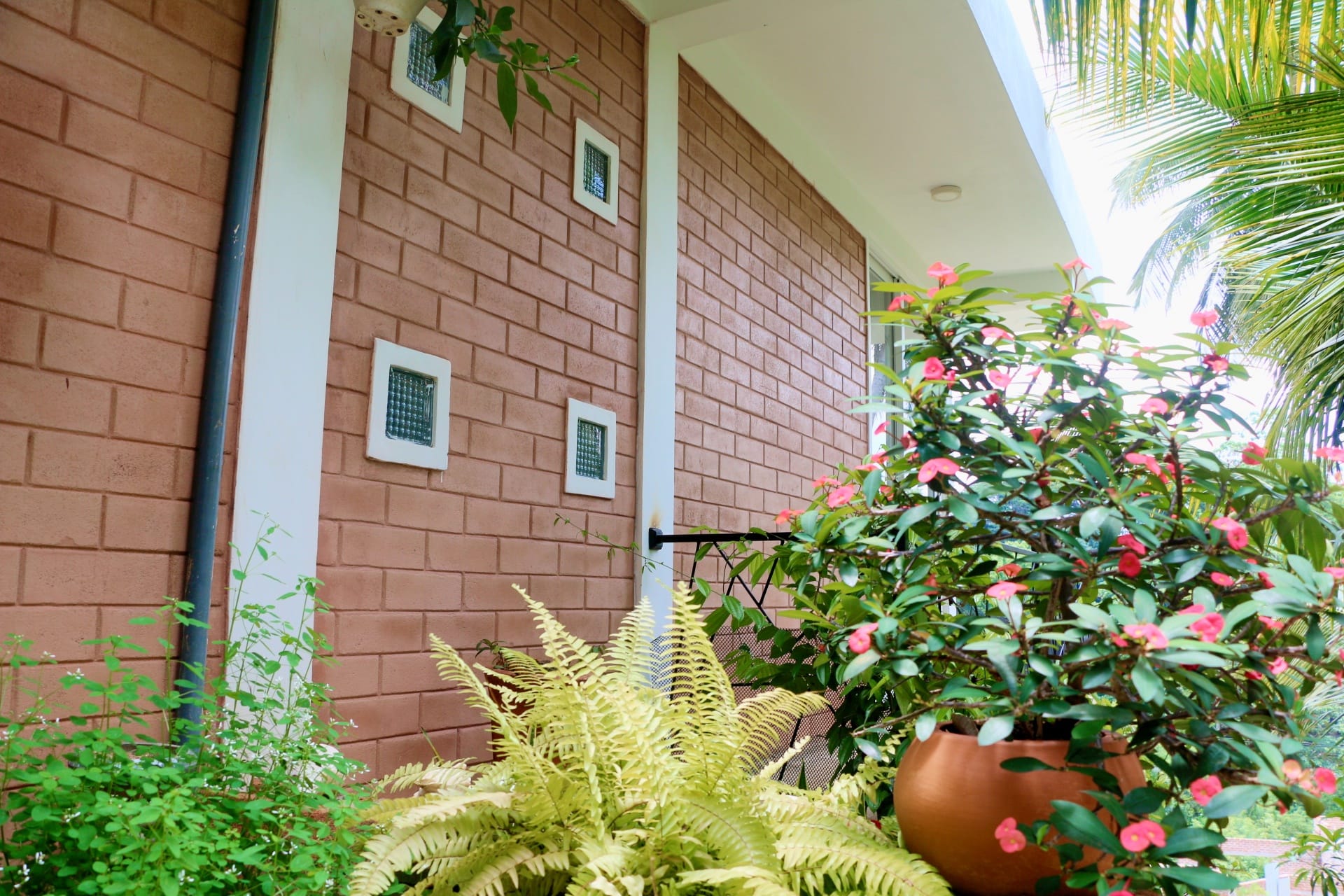 UPVC doors and windows fixed in a house made of Eco Bricks | EasyWindows.lk